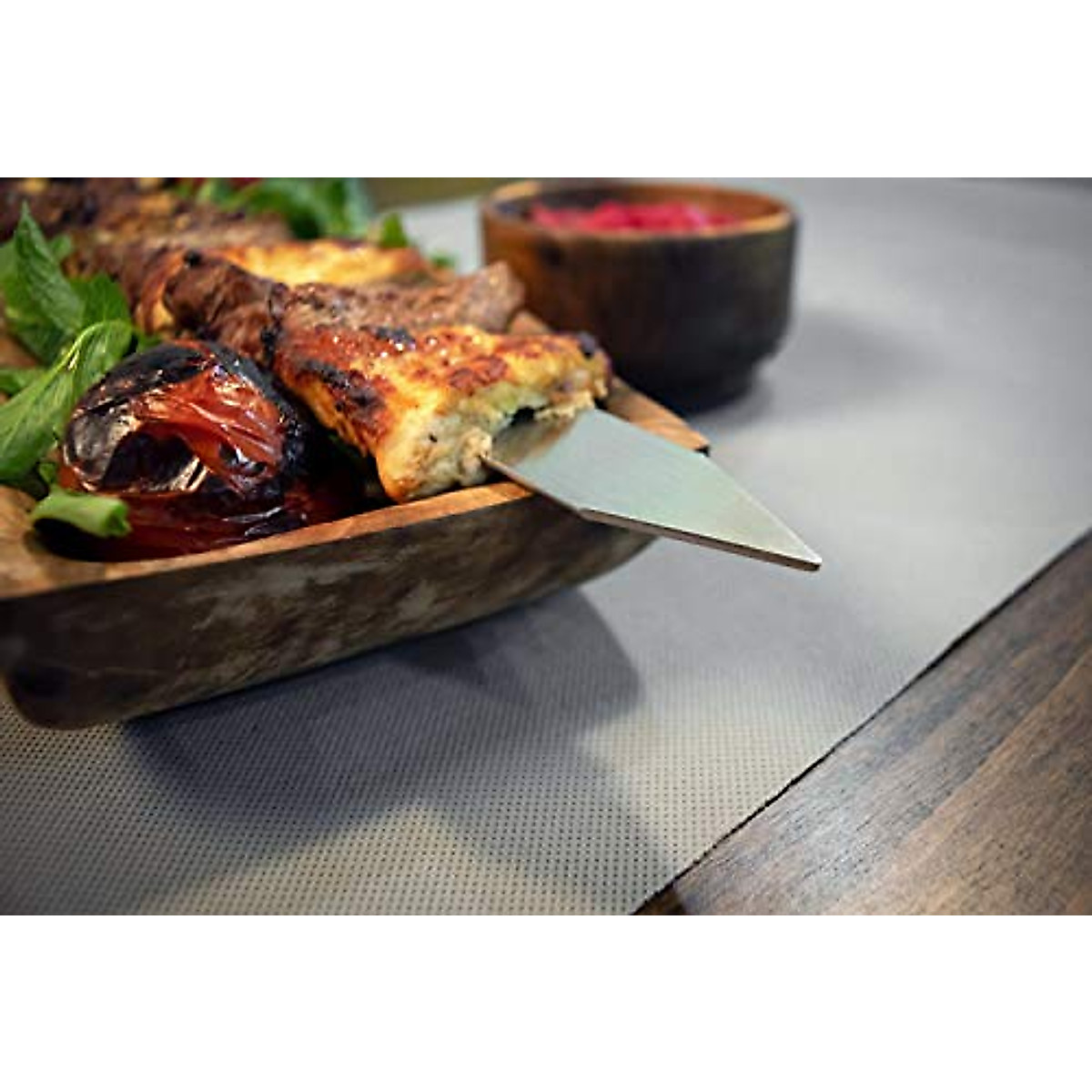 + HOM 6 Kebab 1" Wide Flat Skewers, Stainless Steel, No-Wood Handle ...