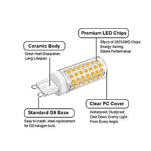 Yosenmi Dimmable G9 Led Bulb 5W, 40W G9 Halogen Bulb Equivalent, Warm White 3000K, 120V G9 Base Light Bulbs for Home Lighting,12-Pack