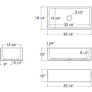 ALFI brand AB3618HS-W 36" Smooth Apron Single Bowl Fireclay Farm Sink, White
