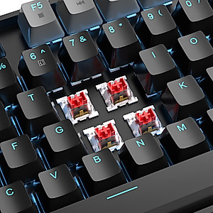 MageGee 75% Mechanical Gaming Keyboard with Red Switch, LED Blue Backlit Keyboard, 87 Keys Compact TKL Wired Computer Keyboard for Windows Laptop PC Gamer - Black/Grey