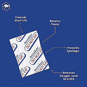 Wallaby 400cc Oxygen Absorbers for Long Term Food Storage 100 count (10х Packs of 10) Bulk - FDA Food Grade Packs for Vacuum Mylar Bags, Airtight Containers Flour Sugar Cereals, Freeze Dryers & Dehydrators