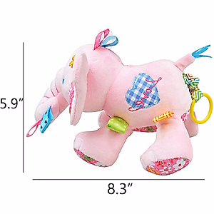 Zocita Baby Musical Elephant Stuffed Animal Toy, Bedtime Stroller Crib Plush Doll for Infant Toddler Kids(Pink)
