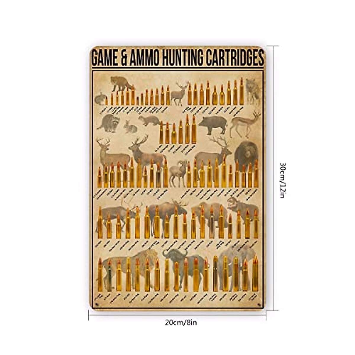 Metal Tin Signs Game Ammo Hunting Cartridges Metal Signs Printed Knowledge Poster Bar Cafe Decor Home Decor Vintage Wall Decor Club Plaques8x12 Inch