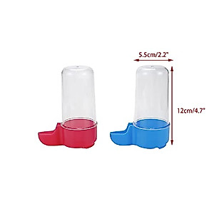 Meprotal 2pcs Automatic Bird Feeders, Bird Water Dispenser for Cage, Bird Water Bottle Drinker Hanging Seed Food Container Dispenser for Parrots Budgie Hamster 200ml (Blue & Pink)
