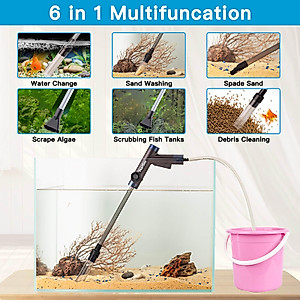 PearlSea Aquarium Tank Gravel Cleaner: Fish Tank Vacuum Cleaner with Aquarium Water Changer Vacuum Aquarium Siphon Vacuum Cleaner Algae Scraper Set for Fish Tank Water Changer Cleaning Sand and Gravel