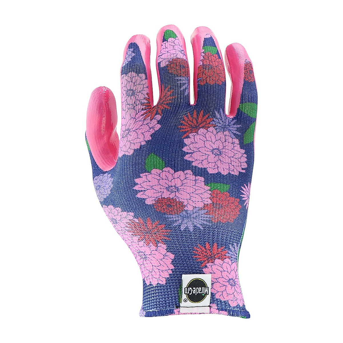 Miracle-Gro Women's Nitrile Coated Grip Floral Pattern Gardening Work Gloves 3-Pack, Extreme Comfort, Excellent Grip, Water Resistant, Pink/Purple, Medium, (MG37126/WML)