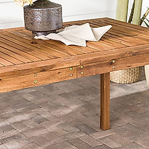 Walker Edison Dominica Contemporary Slatted Outdoor Dining Table, 34 Inch, Brown