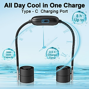 Portable Neck Fan, Hand-free Neck Fans for Women, Bladeless Neck Fan with 3 Speed Adjustable, Wearable Neck fans Portable Rechargeable, 360 Free Rotation Suitable for Sport, Office, Travel (black)