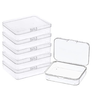 Goiio 6 Pcs 5.6x4.2x1.8 Inches Clear Rectangle Box for Collecting Small Items, Beads, Game Pieces, Business Cards, Crafts Accessories