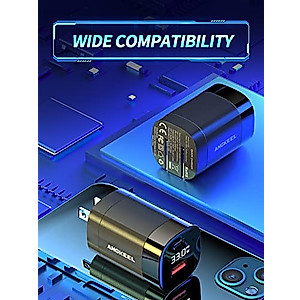 33W USB C Wall Charger GaN PD/QC 30W PPS Super Fast Charging Block with Watt Display& Foldable Plug Type-C Port Power Adapter for iPhone 14/13/12, Samsung S22/S21/S20, Pixel 7/6, iPad Pro/Air and More