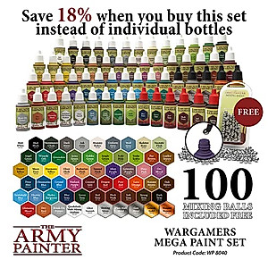 The Army Painter Paint Set - Miniature Painting Kit with 100 Rustproof Mixing Balls & 60 Nontoxic Acrylic Paints for Wargamers Hobby Model Paints for Plastic Models - Mini Figure Painting Kit