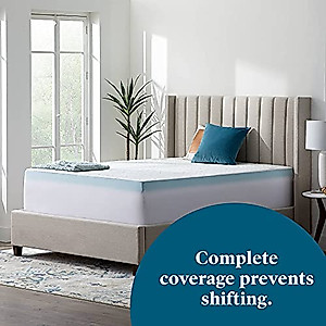 LUCID Memory Foam Soft and Breathable-Machine Washable Mattress Topper Cover, King, White
