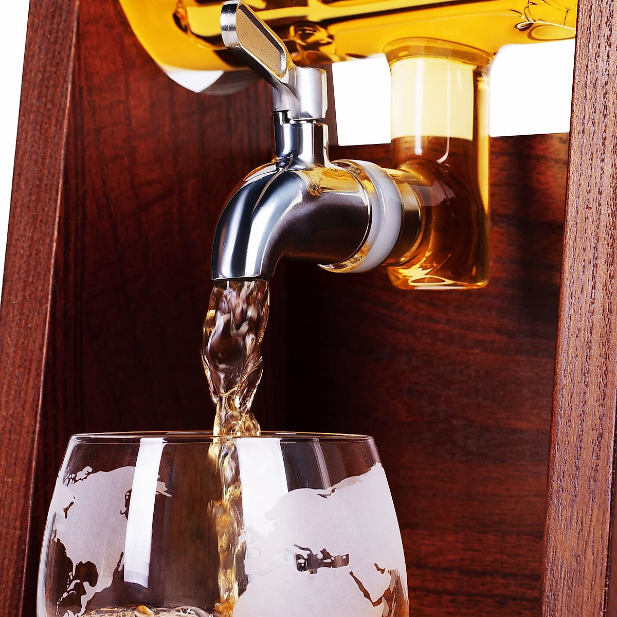 Glolaurge Whiskey Decanter with 2 Globe Glasses, 1250ml Ship Whiskey Decanter Set for Men, Liquor Bourbon Decanter Gift for Him