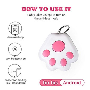 Bluetooth Tracker Key Finder Paw GPS Tracker Wireless Two Way Locator Devices Selfie Accessories Anti-Lost Alarm Wallet Key Luggage Child Pet Finder Mini Smart Tracker (Pink, PAW)