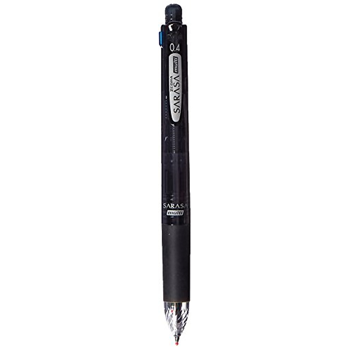 ZEBRA Multi Function Sarasa 4 Plus S Black/Red/Blue/Green Ink 0.4mm Ballpoint Pen, 0.5mm Mechanical Pencil, Black Body (J4SAS11-BK)