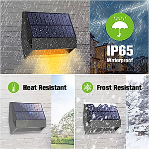 Bridika Solar Fence Lights LED Solar Wall Lights Outdoor IP65 Waterproof 2 Lighting Modes for Backyard Garden Garage and Pathway (Warm and Cool Light, 4 Packs)