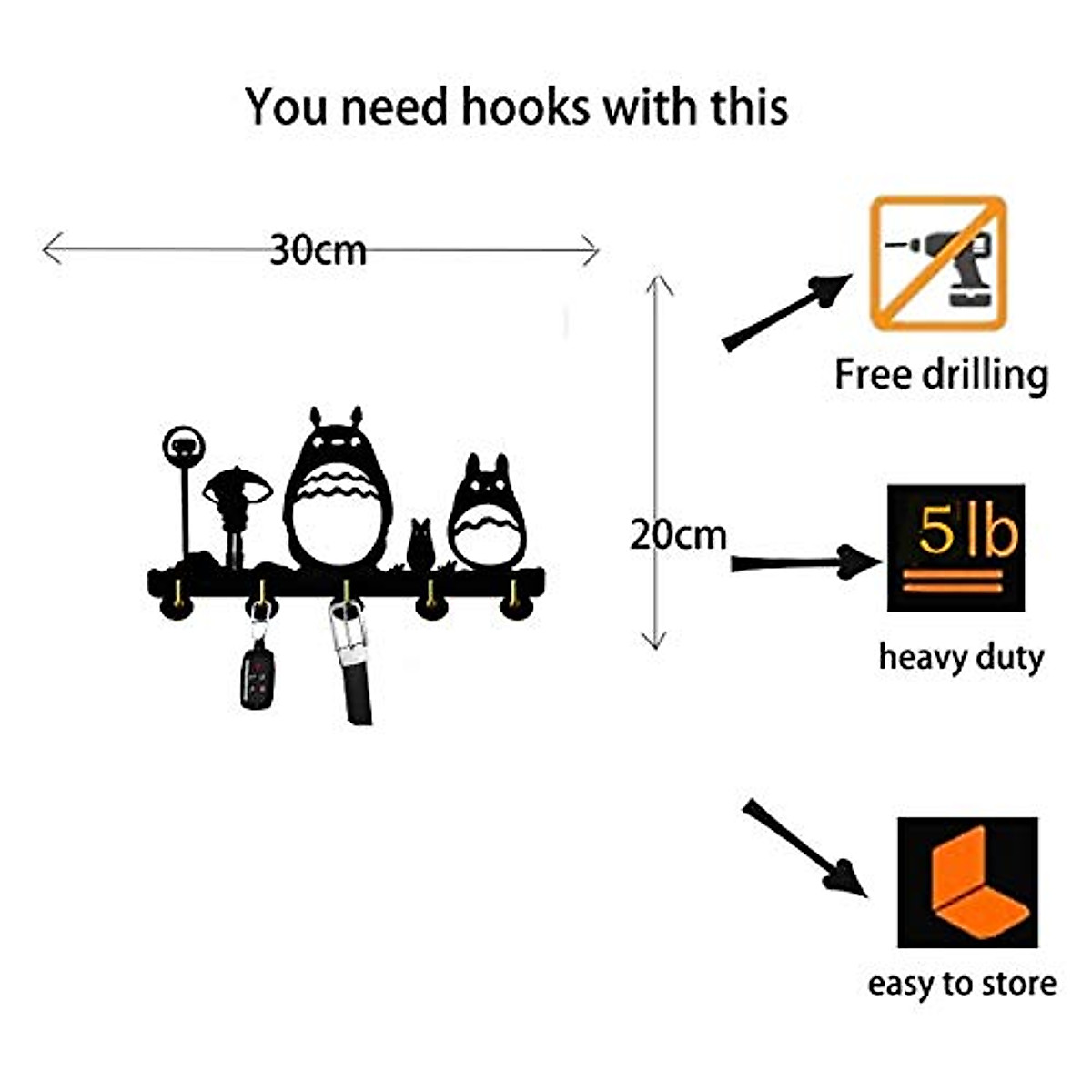 SQINAA Wall Decor Hooks,Cartoon Anime Household Door Decor Hooks, Multi-Function Wall Hook Keys Holder for Coat Bags Clothes