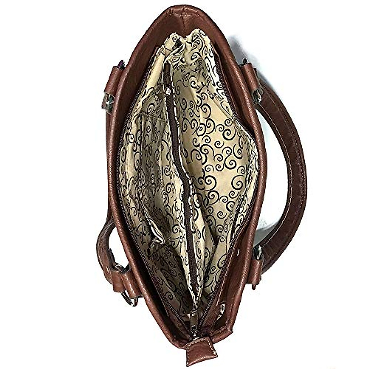 Zelris Western Albino Western Floral Buckle Conceal Carry Women Tote Purse Handbag with Crossbody Wallet Set (Brown)