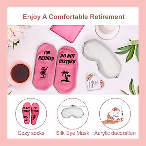 Happy Retirement Gifts for Women 2024,12 Pcs Retirement Gifts for Friends,Boss,Teachers,Nurses,Mom,Grandma,Retirees with Wine Tumbler,Socks,Cosmetic Bag,Retired Going Away,Goodbye Gift for Coworker