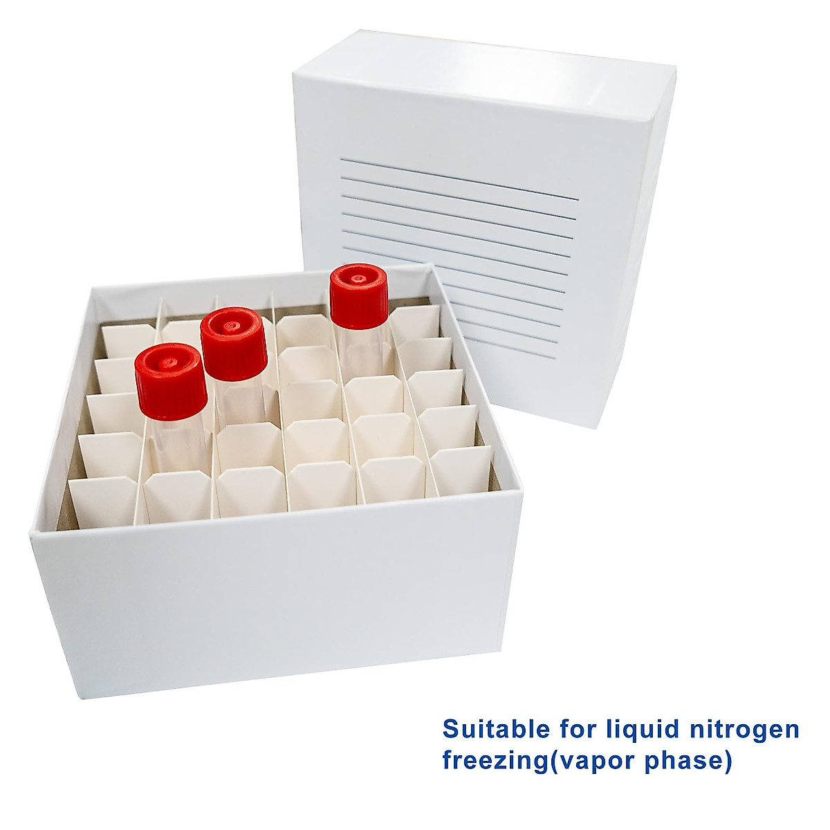 CryoKING 36-Well Lab Freezer Box with Lid, Cryo Storage Box for 15ml Centrifuge Tubes, Cardboard Freezer Lab Box, White, 5 Pcs/Pack