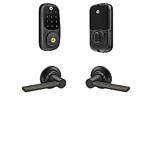 Yale Security Assure Lock Touchscreen with Z-Wave with Ridgefield Handleset - Works with Ring Alarm, Samsung SmartThings, Wink, ADT and More, Black