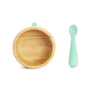 Munchkin® Bambou™ Suction Bowl and Silicone Spoon for Babies and Toddlers, Non-Toxic Bamboo