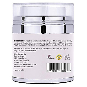 Radha Beauty Moisturizing Miracle Retinol Cream for Face - with 2.5% Retinol, Hyaluronic Acid, Vitamin E and Green Tea. Luxury Night and Day Anti-Aging Wrinkle Cream 1.7 fl oz.