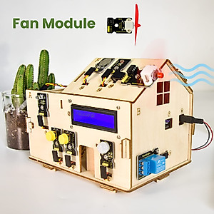 KEYESTUDIO Smart Home Starter Kit for Arduino for Uno R3, Electronics Home Automation Coding Kit, Wooden House DIY Sensor Kit STEM Set for Adults Teens 15+