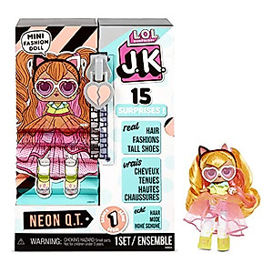 L.O.L. Surprise! JK Neon Q.T. Mini Fashion Doll with 15 Surprises Including Dress Up Doll Outfits, Exclusive Doll Accessories- Gifts for Girls and Mix Match Tosy for Kids 4-15 Years