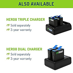 Wasabi Power Battery (2-Pack) for GoPro HERO8 Black (All Features Available), HERO7 Black, HERO6 Black, HERO5 Black, Hero 2018, Fully Compatible with Original
