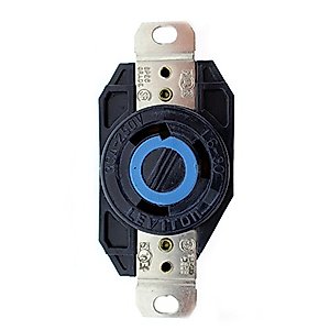 Leviton 2620 30 Amp, 250 Volt, Flush Mounting Locking Receptacle, Industrial Grade, Grounding, V-0-MAX, Black