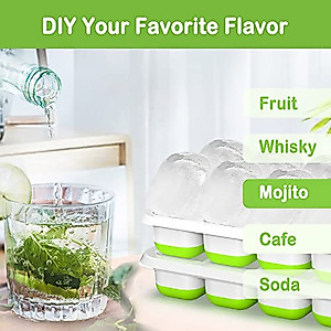 Ice Cube Tray, Silicone Ice Tray with Stackable and Spill-Resistant Lid, Easy Release Ice Cube Trays for Freezer, BPA Free Reusable Ice Trays for DIY Flavor (2 Pack)