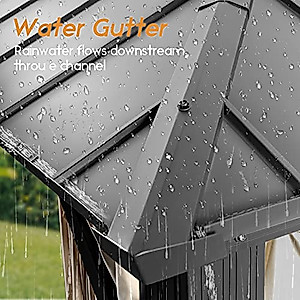 Warmally 12' x 16' Hardtop Gazebo, Outdoor Permanent Gazebo with Galvanized Steel Double Roof Canopy, Aluminum Frame Pavilion with Netting and Curtains for Patio, Deck, Backyard, Lawn and Gardens