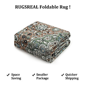 RUGSREAL 8x10 Area Rug Oriental Medallion Living Room Rug Machine Washable Throw Rug Stain & Water Resistant Washable Rug Non-Shedding Indoor Floor Cover for Bedroom Dining Room, Green, 8x10 Feet