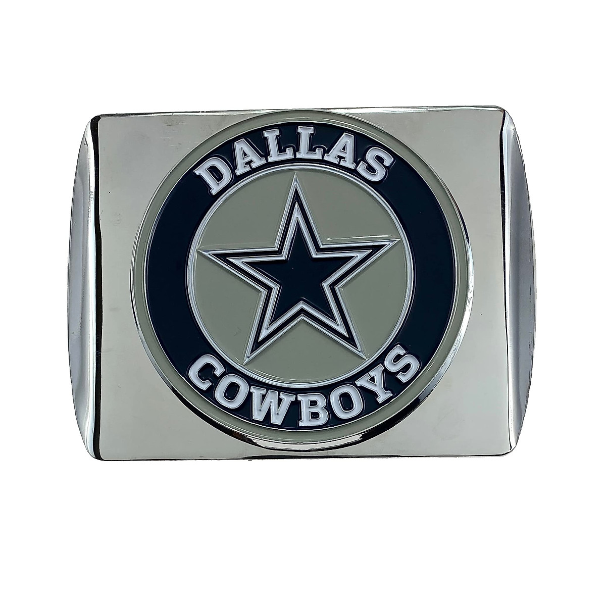 Dallas Cowboys NFL Chrome Hitch Cover with 3D Colored Team Logo by FANMATS - Unique Round Molded Metal Design – Easy Installation on Truck, SUV, Car - Ideal Gift for Die Hard Football Fan