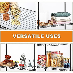 Catalina Creations 4-Shelf Shelving, Steel Wire Rack with 4-Shelf Liners, 100 lbs Loading Capacity Per Shelf, Heavy Duty Standing Storage Shelf Units for Garage (30W x 14D x 47H, Black)