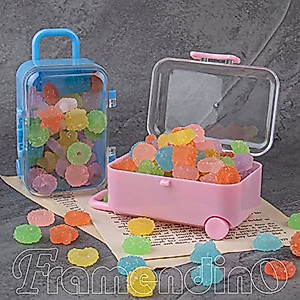 Framendino, 4 Pack Mini Plastic Travel Hard Suitcase Box Reception Candy Case for Wedding Decoration Large