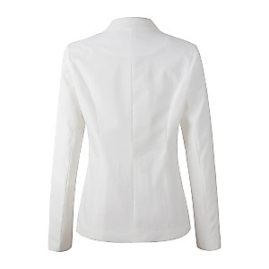 Beninos Womens One Button Blazer Lightweight Office Work Suit Jacket (D918 White, XS)