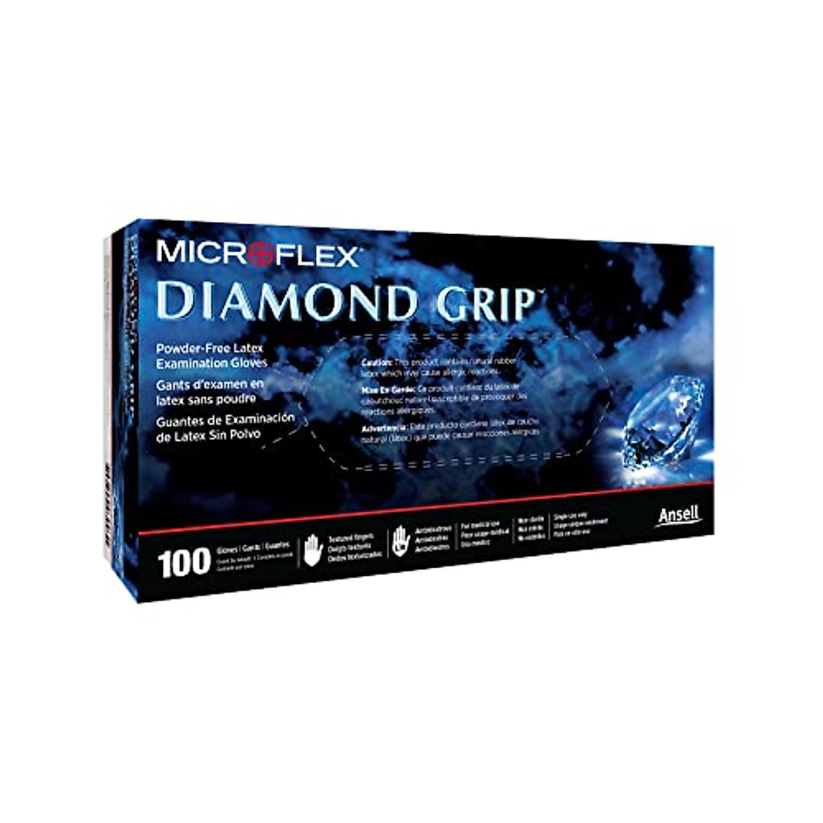 Microflex Diamond Grip MF-300 Disposable Latex Gloves for Automotive, Machinery Industries - Small, Natural Clear (Box of 100)