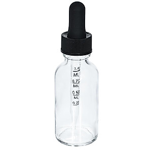 (Pack of 108) 1 oz. Clear Boston Round with Black Graduated Glass Dropper