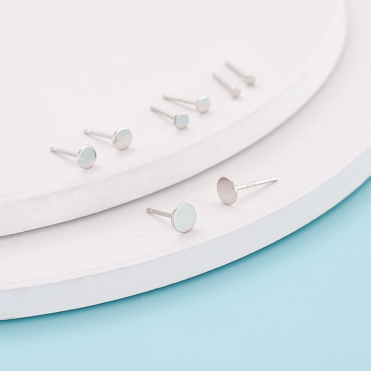 925 Sterling Silver Dot Stud Earrings | Small Simple Round Disc Stud Earrings | Tiny Flat Circle Hypoallergenic Cartilage Tragus Piercing Earrings Gifts for Women Men 2mm 3mm 4mm 5mm