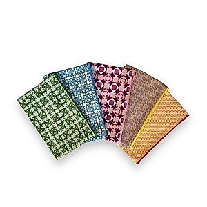 Built Quilt Quilt Patterned Pencil Pouches, Set of 5, Various Quilt Patterns, Printed Cotton Pouches, Make Up Pouches, Zippered Pouches, 8.27 in x 5.31 in (Quilt Jazz)