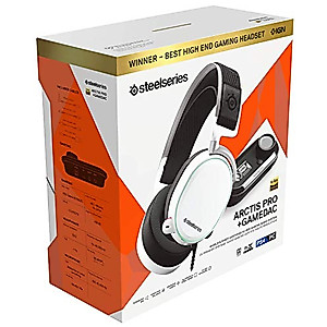 SteelSeries Arctis Pro + GameDAC Wired Gaming Headset - Certified Hi-Res Audio - Dedicated DAC and Amp - for PS5/PS4 and PC - White