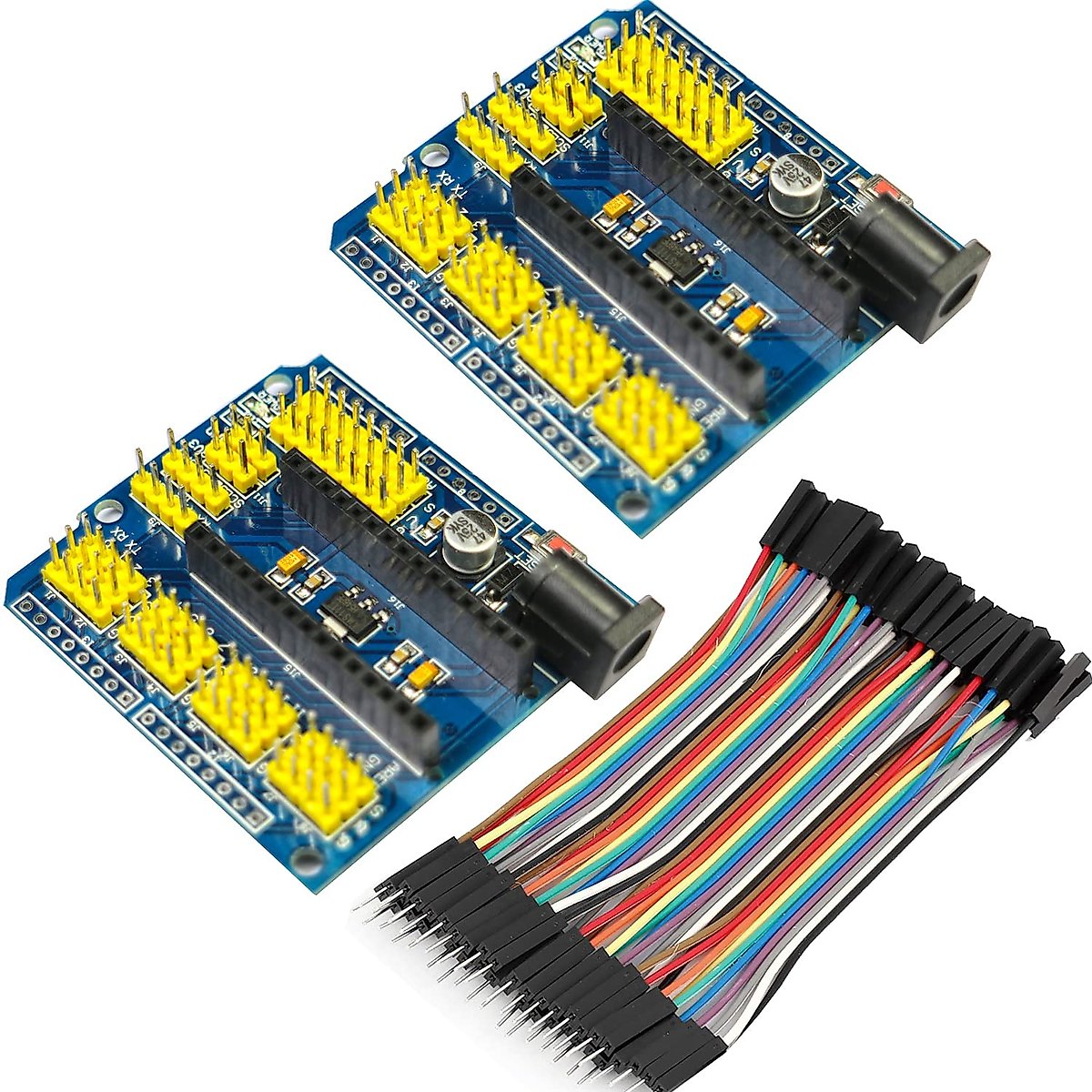 AIHJCNELE 2pcs Nano I/O Expansion Board Extension Shield for Nano V3.0 UNO R3 R1 Pro Duemilanove Nano I O Sensor Shield Module Nano UNO Multipurpose Expansion PCB with Dupont Cable Wire Kits