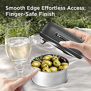Kitchen Mama Orbit One Rechargeable Can Opener: Hands-Free Operation, Type-C Charging, Automatic Shut-Off, Smooth Edge, Professional-Grade Blade for Large Cans, Includes Elegant Storage Box (Black)