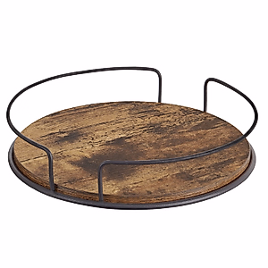 Giikin Lazy Susan Turntable Food Storage Container, 9.8 Inch Round 360 Degree Rotating Cabinet Organizer for Kitchen Pantry Fridge Countertop Snack Spice Rack Fruit Storage (Rustic Brown)