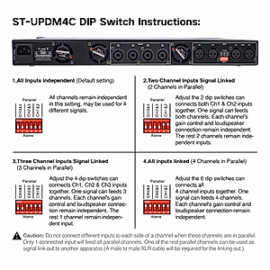 Sound Town Ultra-Lightweight 1U 4-Channel PA/DJ Power Amplifier, 4 x 1400W at 4-ohm, Supports 2, 4 & 8-ohm (ST-UPDM4C)