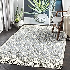 Mark&Day Wool Rugs, 8x10 Staveley Cottage Denim Area Rug, Grey White Ivory Carpet for Living Room, Bedroom or Kitchen (8' x 10')