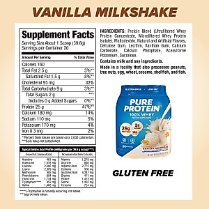 Pure Protein Powder - Whey, High Protein, Low Sugar, Gluten-Free, Vanilla Cream Flavor - 1 lb (Packaging May Vary)