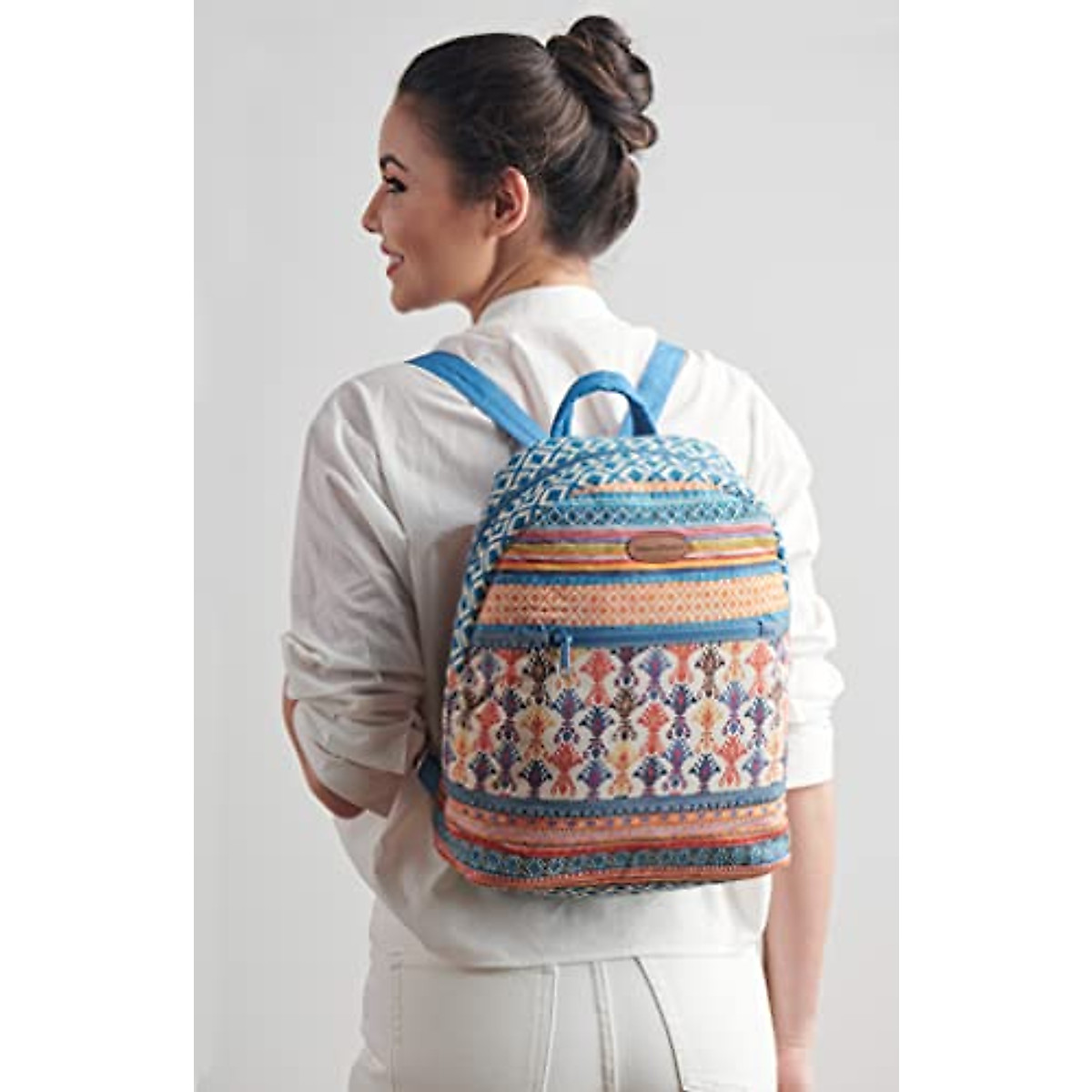Maison d' Hermine Backpack Cotton Shoulder Backpack with Small Pouch Lightweight Bag for Travel Work Beach Perfect for Women & Men (Ikat - Ikatan)